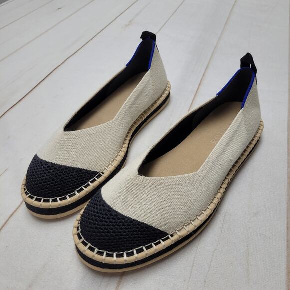 Rothy's | Shoes | Rothys Boardwalk Black And Cream Espadrille Flats ...